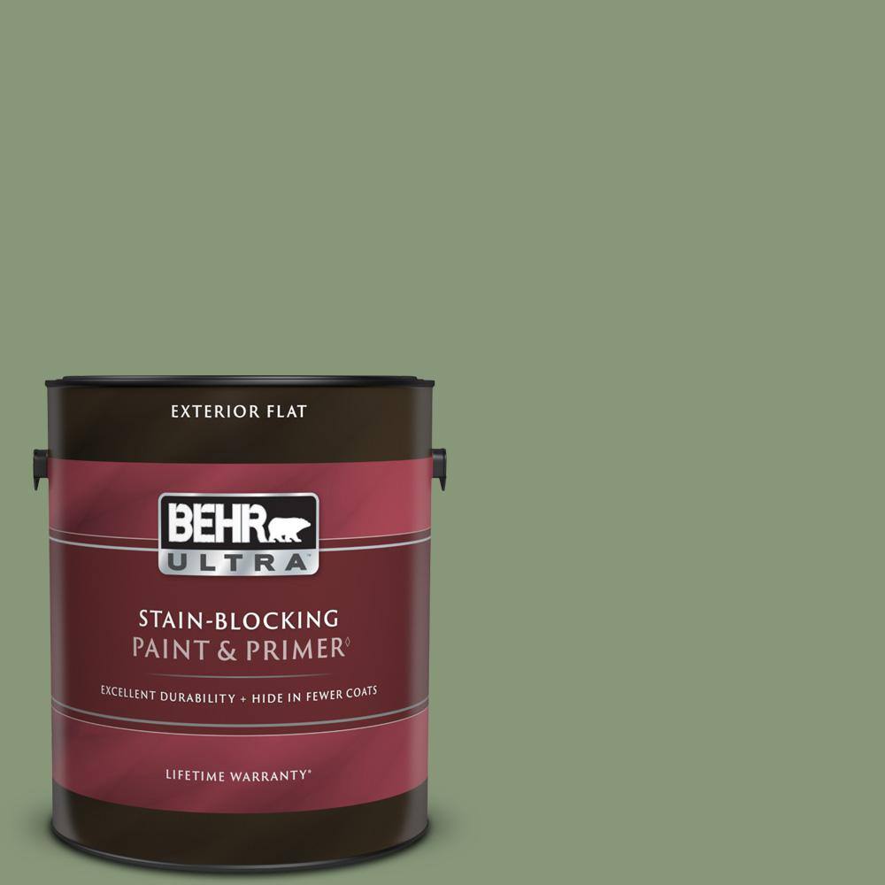 BEHR ULTRA 1 gal. #S390-5 Laurel Tree Flat Exterior Paint & Primer ...