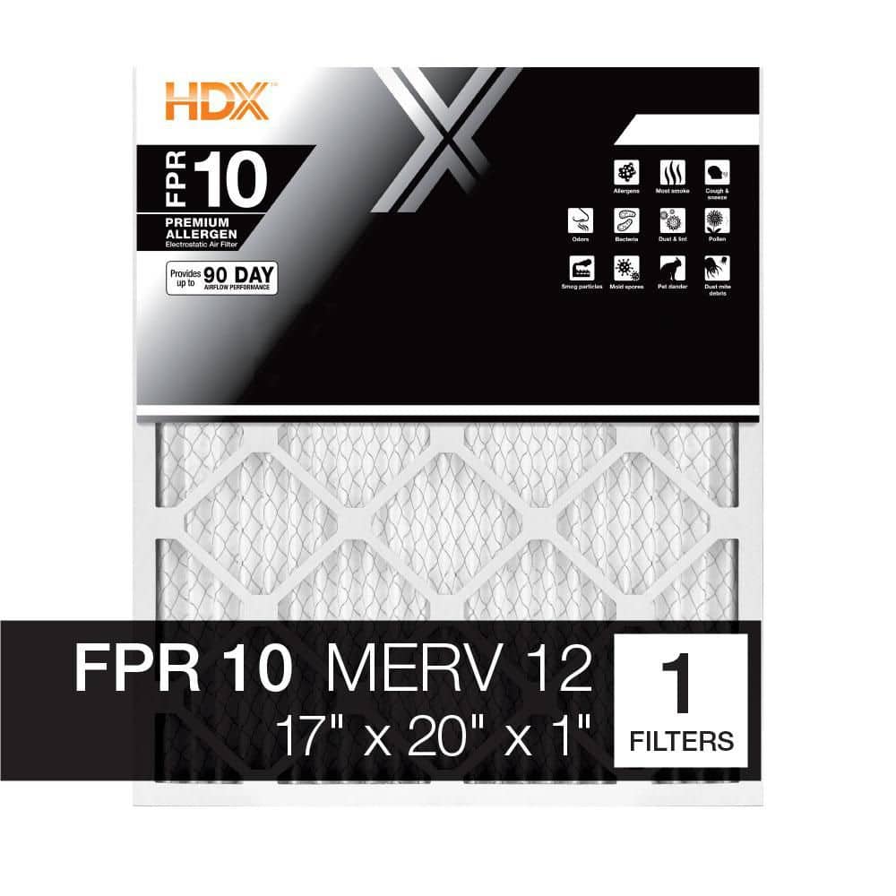 HDX 17 in. x 20 in. x 1 in. Premium Pleated Air Filter FPR 10, MERV 12 ...