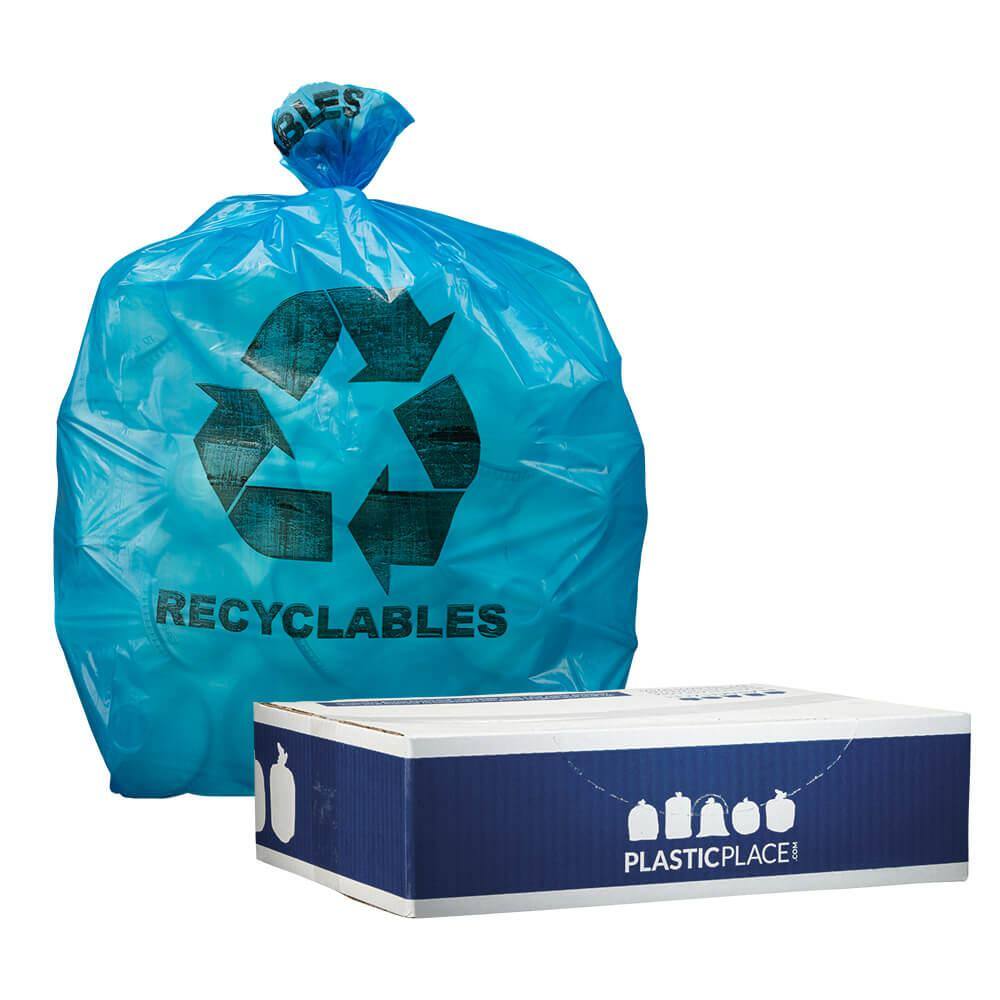 Plasticplace 12-16 Gal. Blue Recycling Bags with Symbol (Case of 250)-H ...