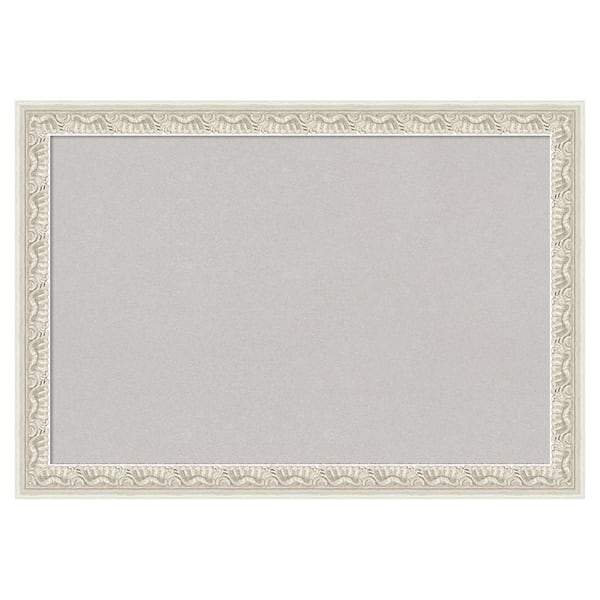 Amanti Art Bethany Silver 20 in. x 14 in. Wood Framed Grey Cork Memo ...