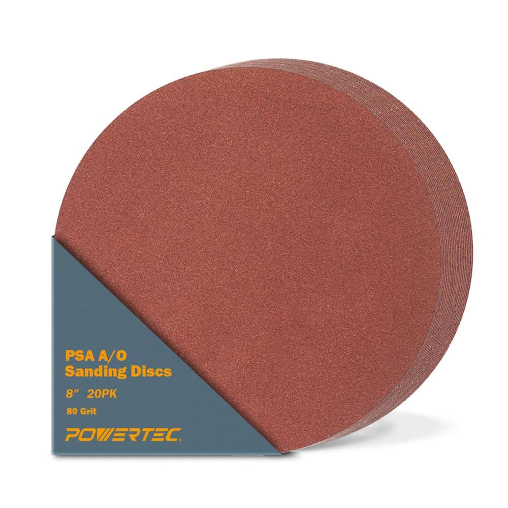 ‎POWERTEC 8 in. PSA 80 Grit Aluminum Oxide Adhesive Sanding Disc (20 ...
