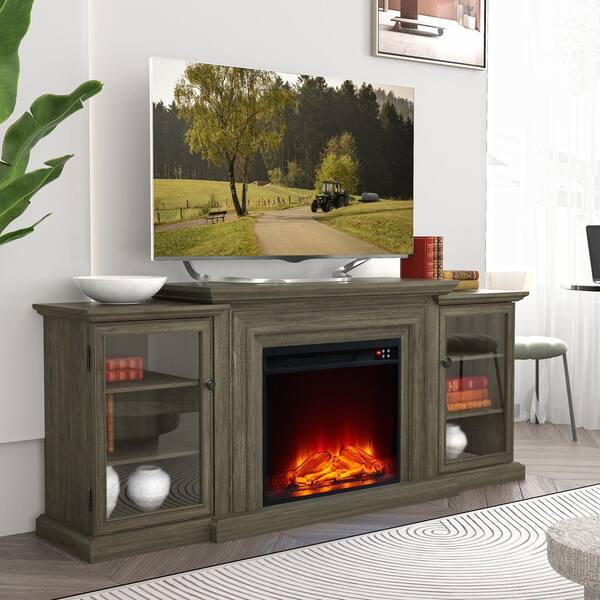Real wood tv stand with fireplace store