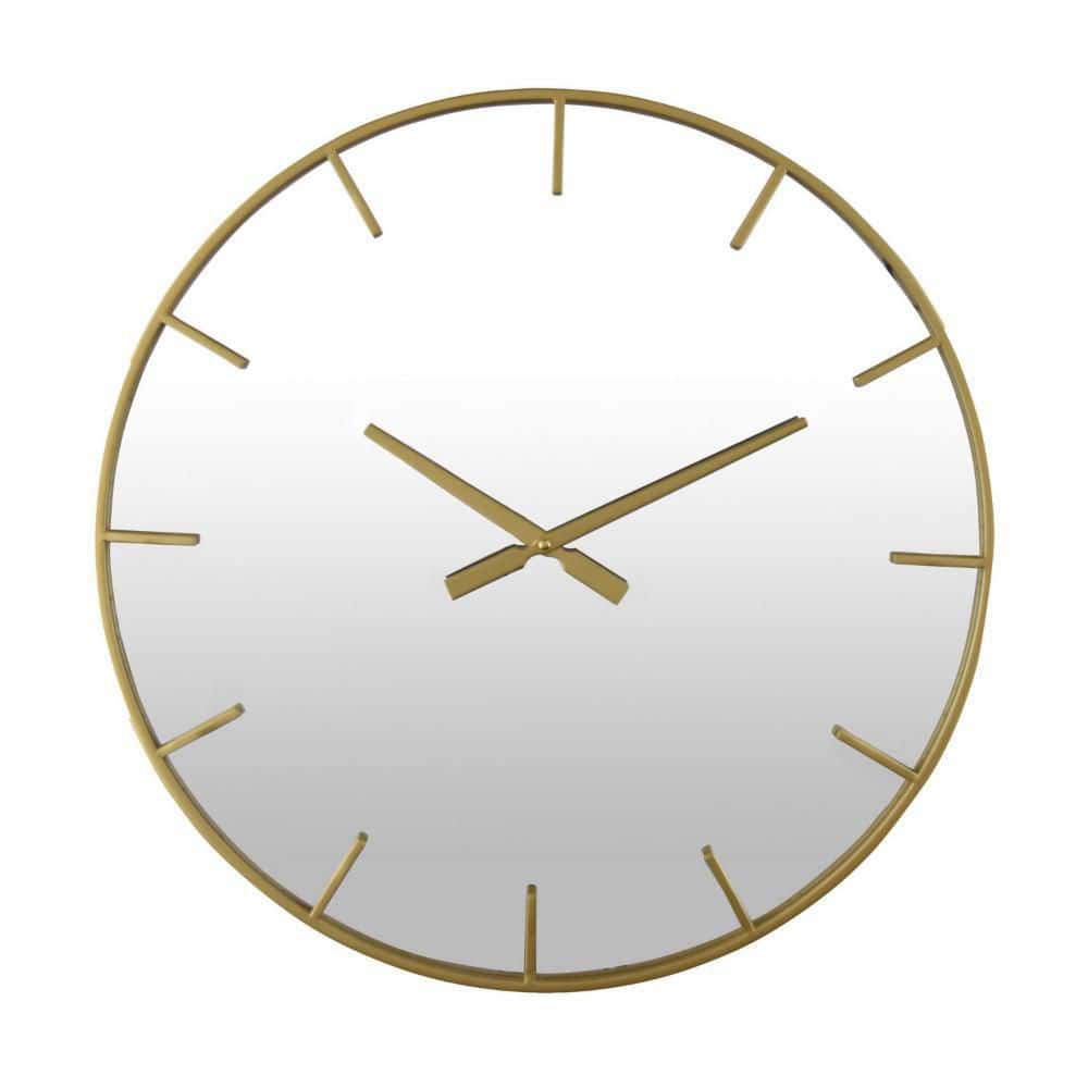 Benjara Modern Gold and White Analog Metal with Mirror Finished Wall ...