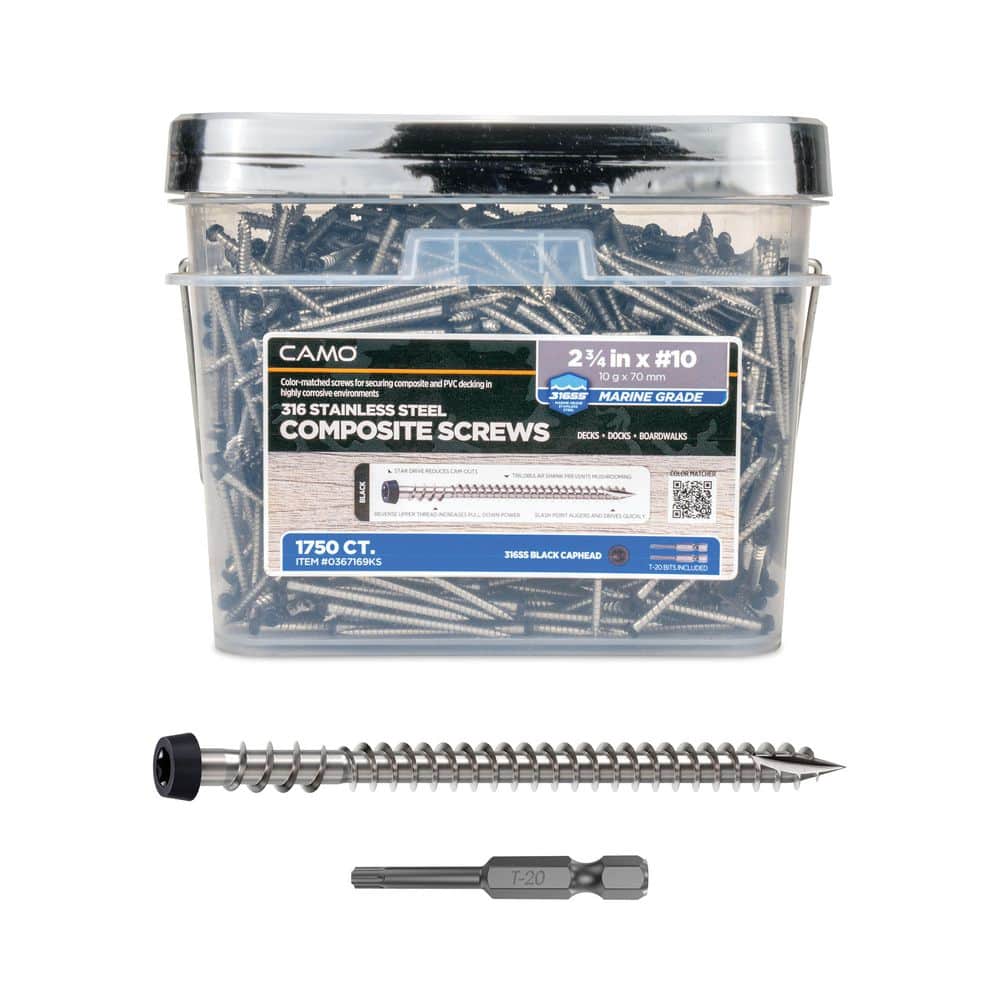 CAMO #10 2-3/4 in. Black Star Drive Trim Head Composite Deck Screw ...