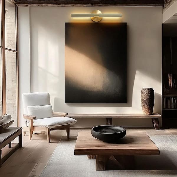 YUYI 24 in. 1-Light Gold Wall Sconce, Picture Lights for Wall, Modern ...