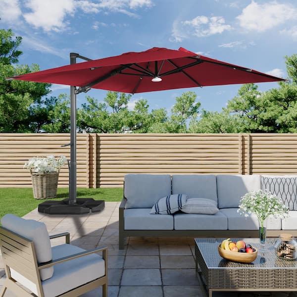 Boyel Living 10x10ft 360 Rotable Square Cantilever Patio Umbrella with ...