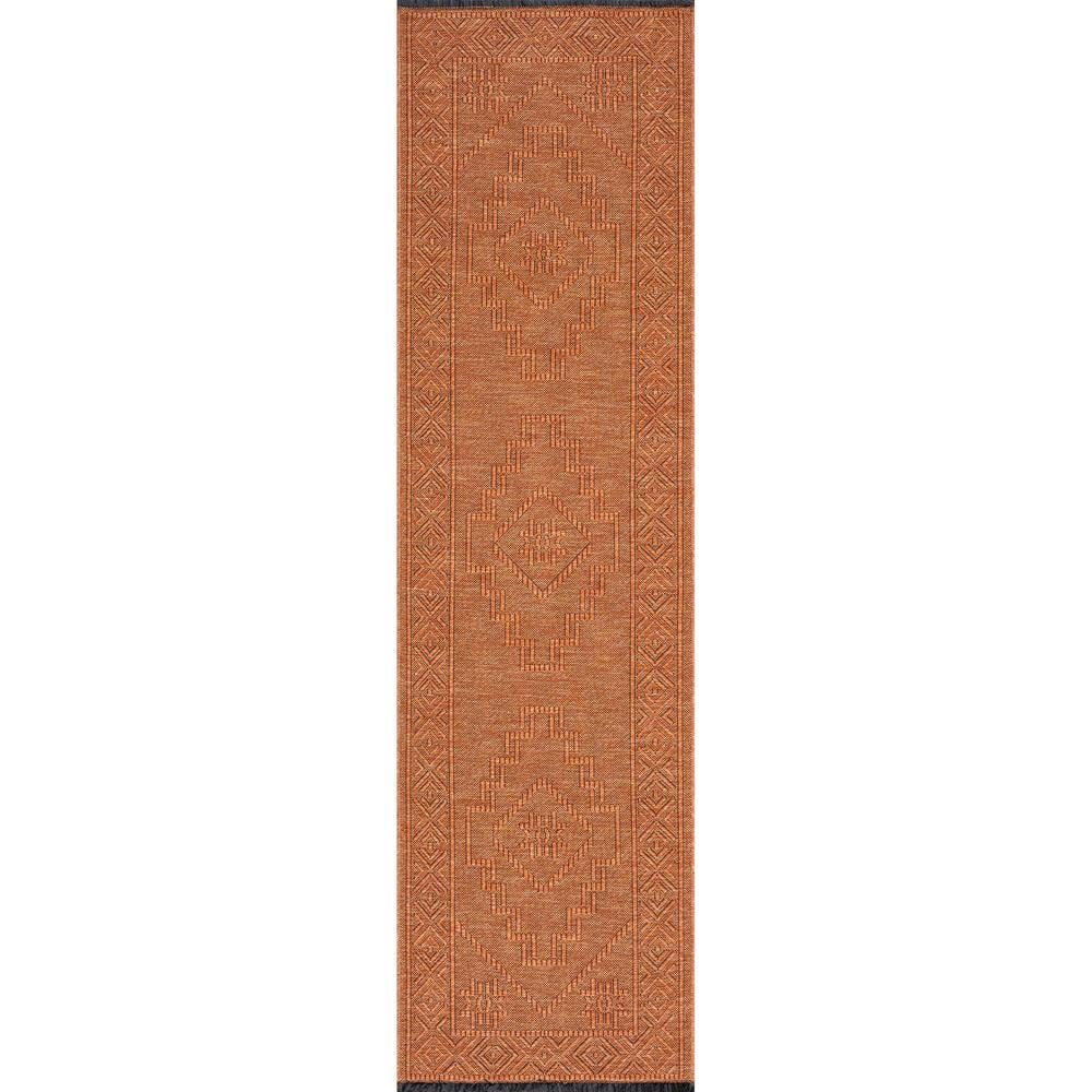 Tayse Rugs Alma Orange 2 ft. x 8 ft. Moroccan Machine Washable Indoor ...
