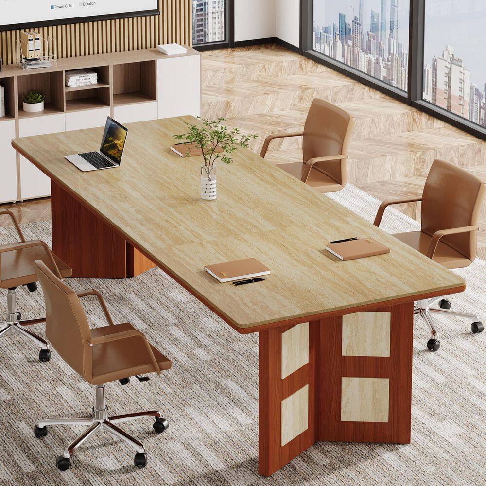 TRIBESIGNS WAY TO ORIGIN Halseey 70 in. Rectangular Beige Wood Computer ...
