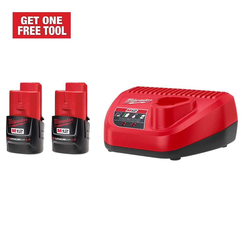Milwaukee M12 12V Lithium-Ion Compact 2.0 Ah Battery Pack (2-Pack ...