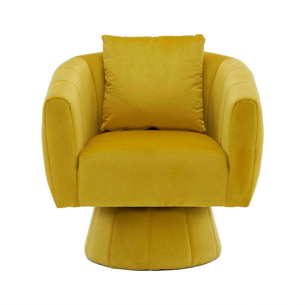Karl home Yellow Velvet Barrel Chair K1G98000231 - The Home Depot