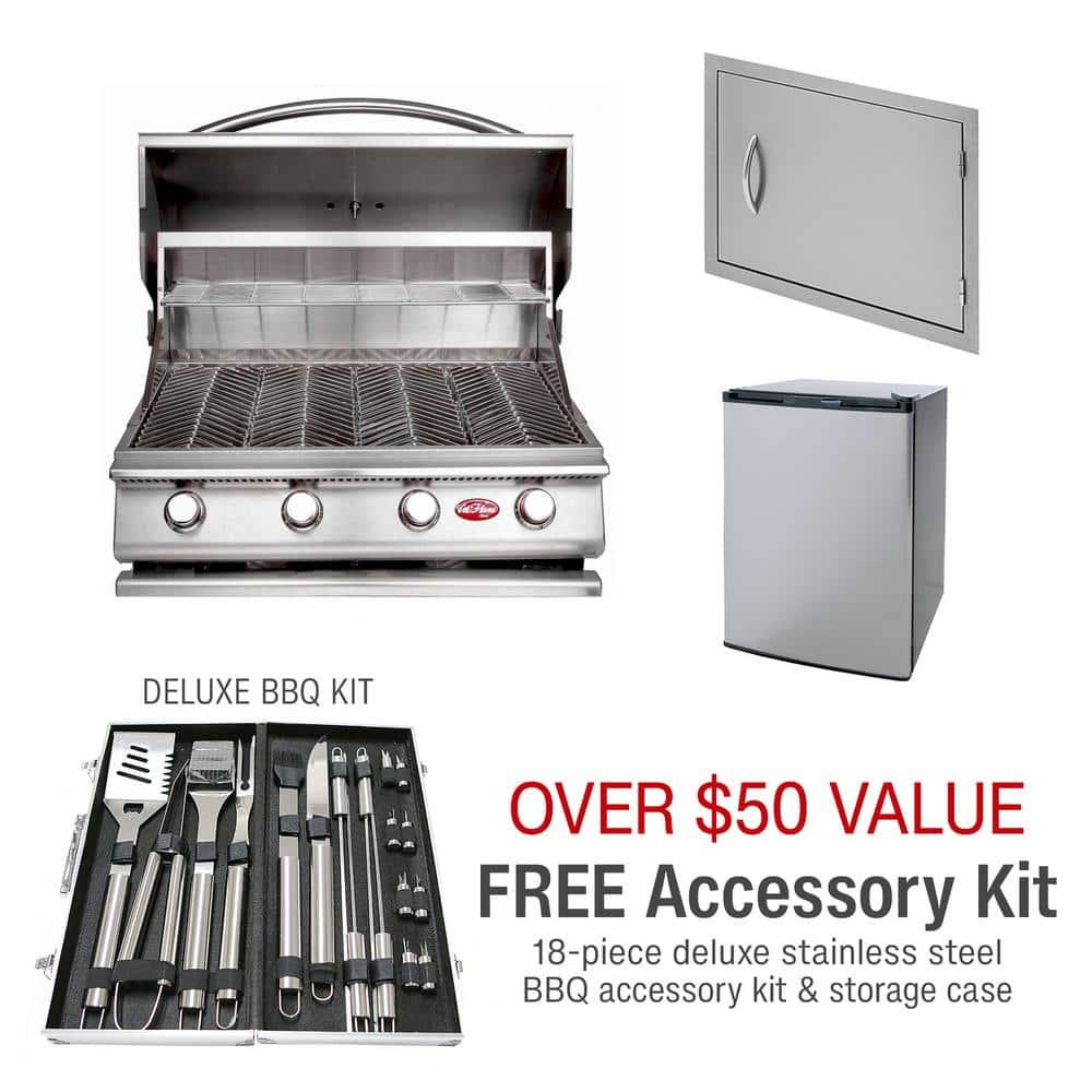 Cal Flame G4 31.5 in. 4-Burner Built-In LP Propane Grill in Stainless ...