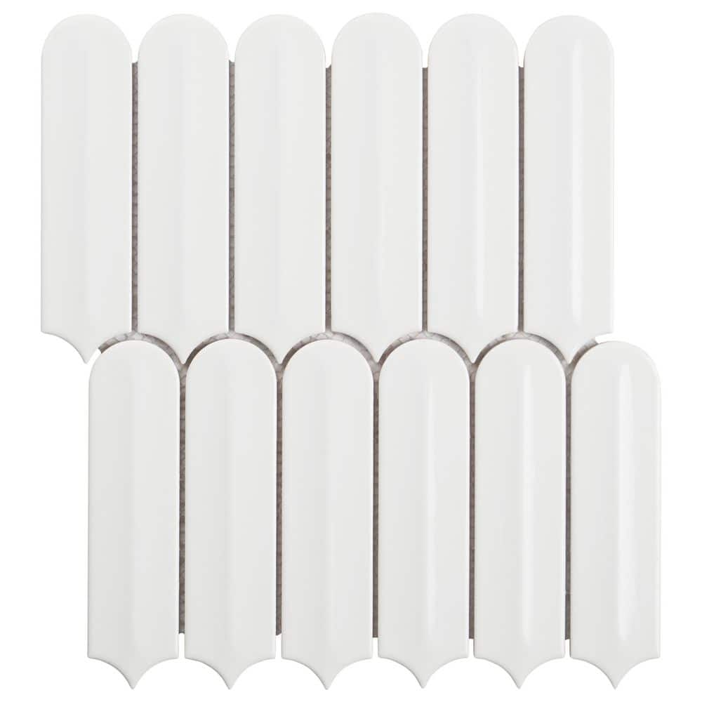 Ivy Hill Tile Medley Feather Cloud White 4 in. x 0.35 in. Glossy ...