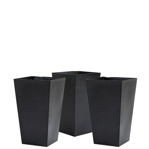 22 in. Black Outdoor Indoor Plastic with Automatic Watering System ...