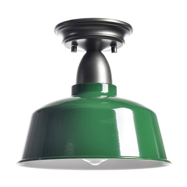 CLAXY 10.24 in. 1-Light Green Flush Mount with No Glass Shade and No ...