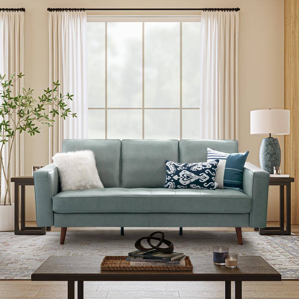 JAYDEN CREATION Agamemnon 82 in. Square Arm Genuine Leather Straight ...