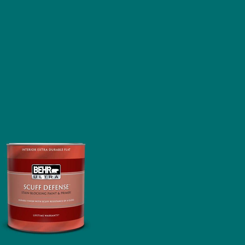BEHR ULTRA 1 qt. #P460-7 Caribbean Current Extra Durable Flat Interior ...