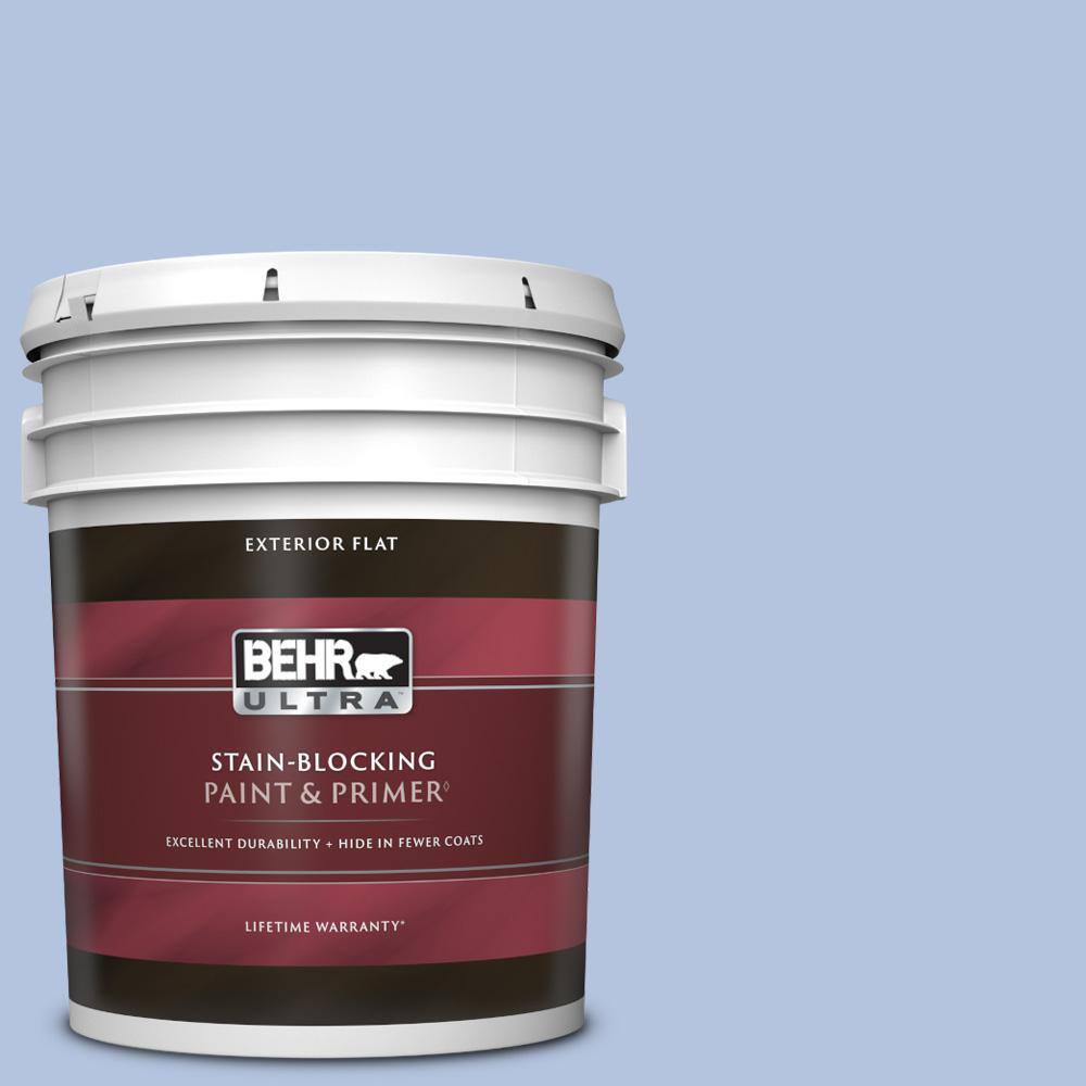 BEHR ULTRA 5 gal. #600C-3 Periwinkle Bud Flat Exterior Paint & Primer ...