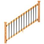 ProWood 6 ft. Walnut-Tone Southern Yellow Pine Stair Rail Kit with ...