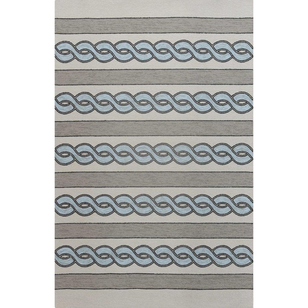 HomeRoots Charlie 5 X 7 ft. Ivory/Spa Abstract Indoor/Outdoor Area Rug ...