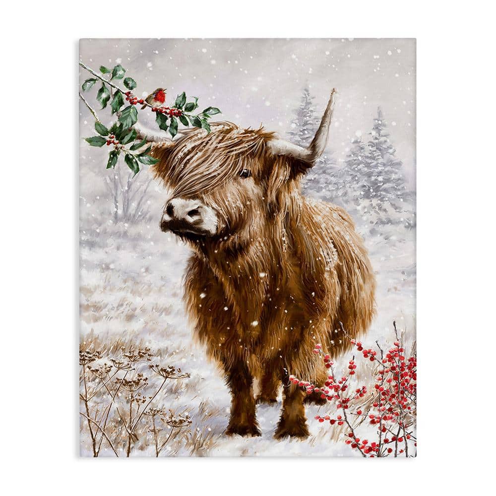 Stupell Industries Cattle with Winter Berries by Ian Saxton 1-Piece ...