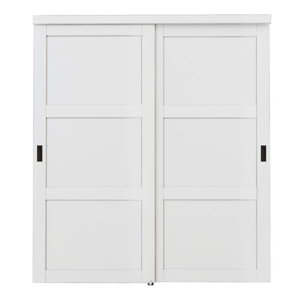 ARK DESIGN 72 in. x 96 in. Paneled 3-Lite Blank Pattern White Primed ...