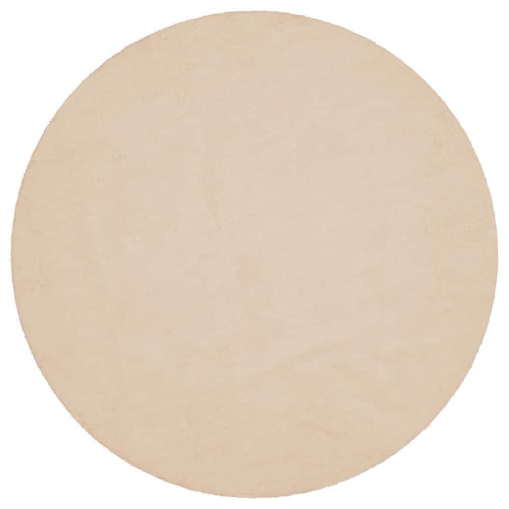 Nourideaux Light Brown 4 ft. x 4 ft. Circle Rug Fluffy Faux Fur Rug ...