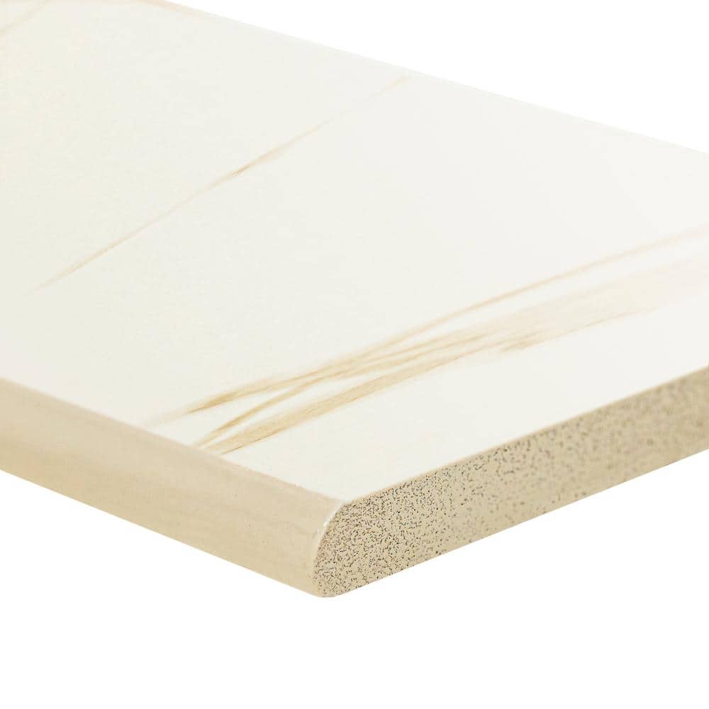 MSI Ader Calacatta Bullnose 4 in. x 24 in. Polished Porcelain Wall Tile ...