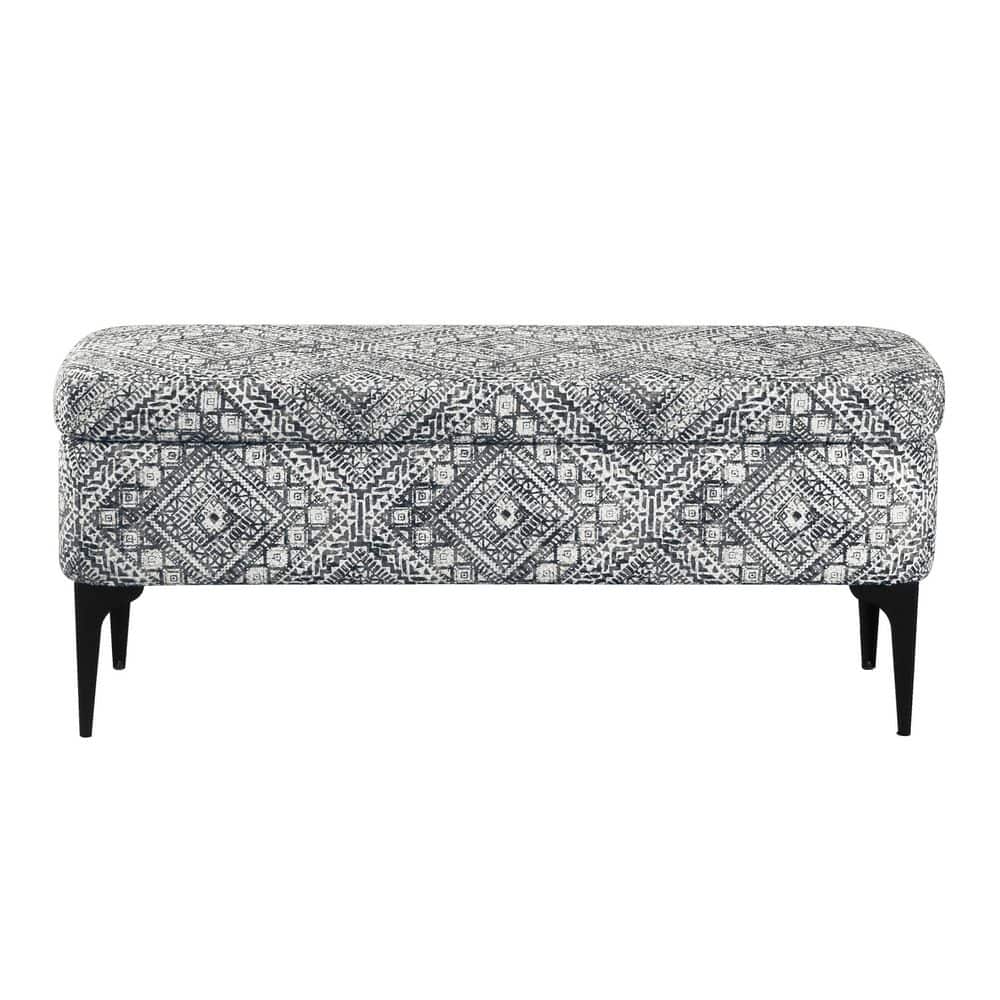 Homepop Large Velvet Tribal Pattern Modern Storage Bench 17.5 in. H x ...