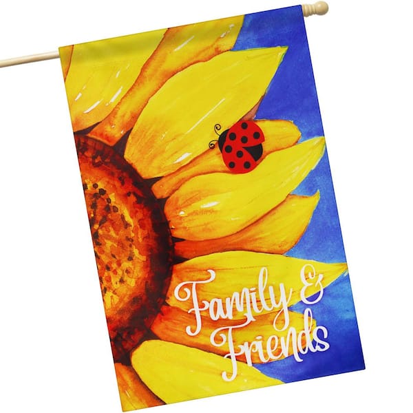 G128 28 in. x 40 in. Polyester Family & Friends Sunflower Flag 2-Sided ...