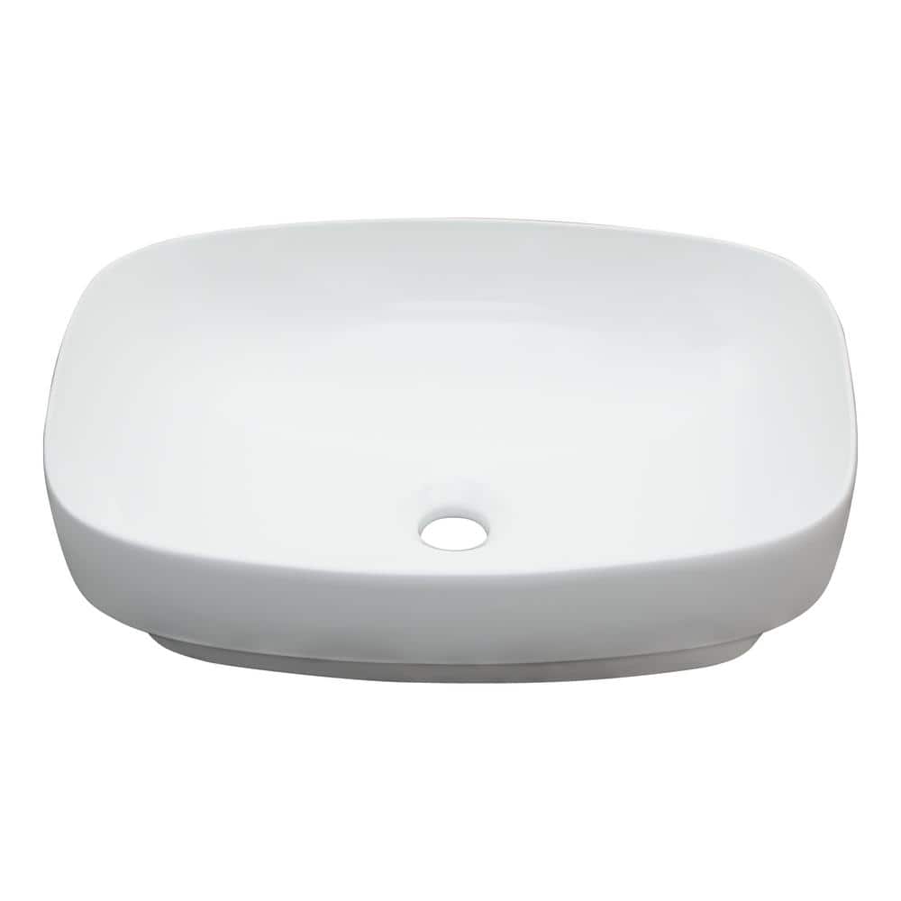 LORDEAR 20-in. x 15 in. Above Counter Rectangular Ceramic White Semi ...