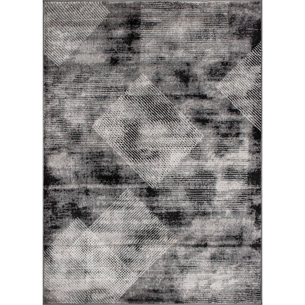 World Rug Gallery Gray 7 ft. 10 in. x 10 ft. Contemporary Distressed ...