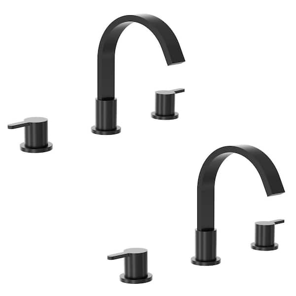 YAWWALK 8 in. Waterfall Widespread Double Handle 360° Swivel Bathroom ...