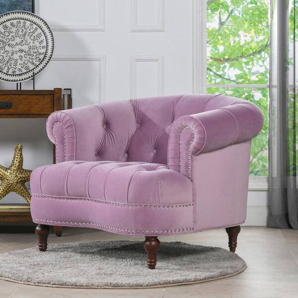 Jennifer Taylor La Rosa Traditional Velvet Tufted Lavender Living Room Accent Arm Chair 2525 1 952 The Home Depot