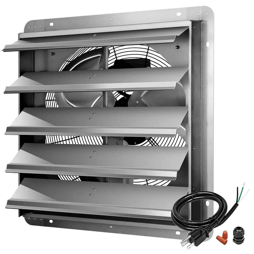 Elexnux 20 in. 3368 CFM Silver Electric Power Aluminum Gable Mount ...