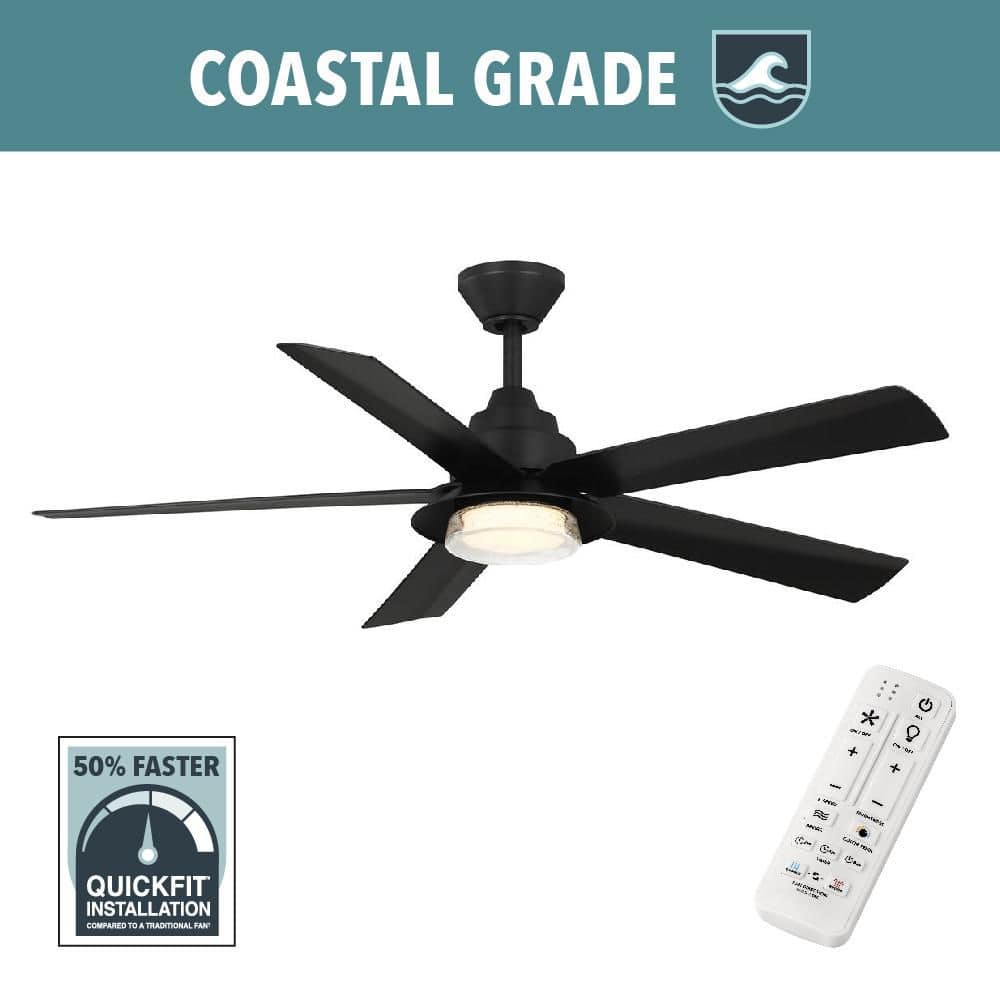 Hampton Bay Mable 52 in. Indoor/Outdoor Coastal Grade Matte Black ...