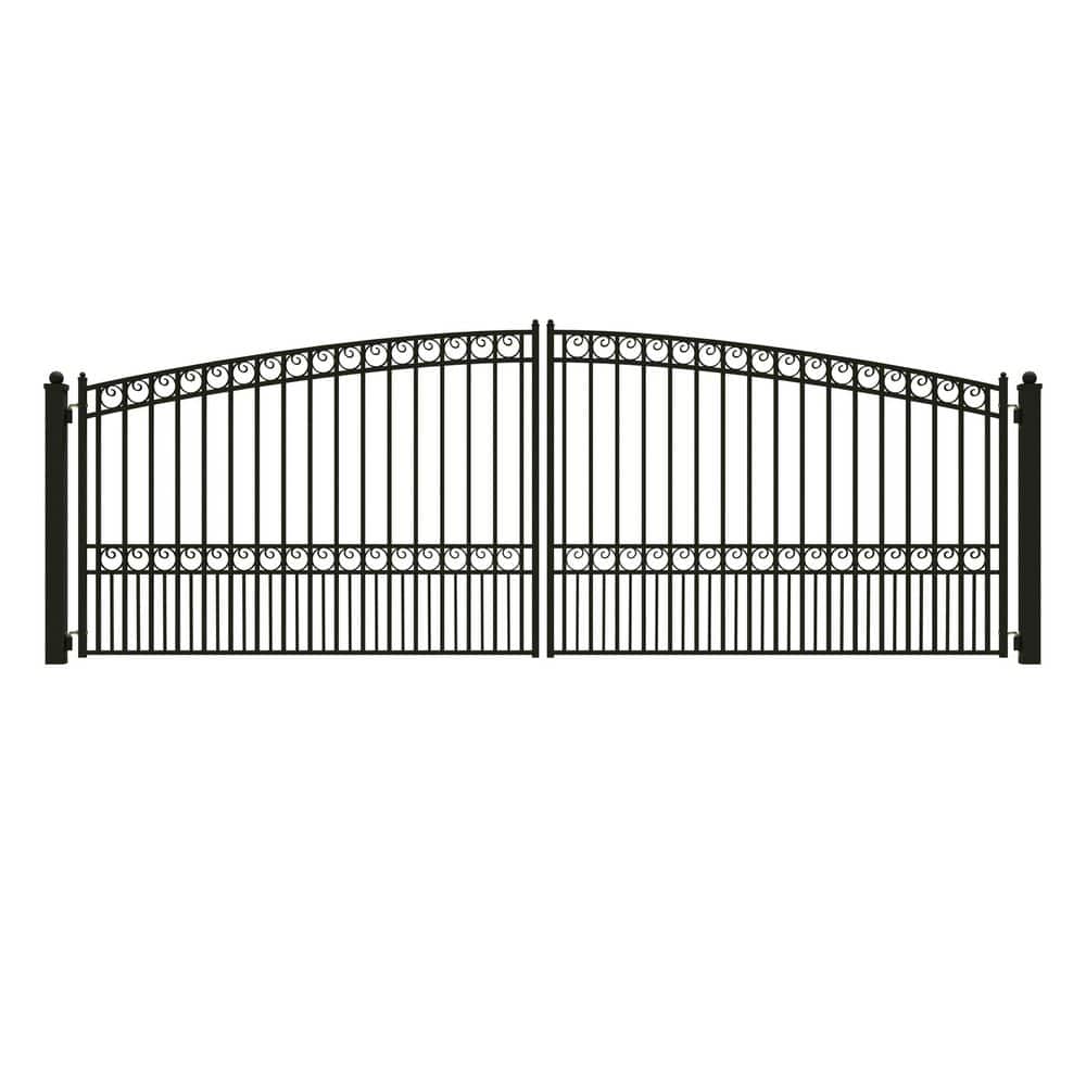 ALEKO Paris Style 18 ft. x 6 ft. Black Steel Dual Driveway Fence Gate ...
