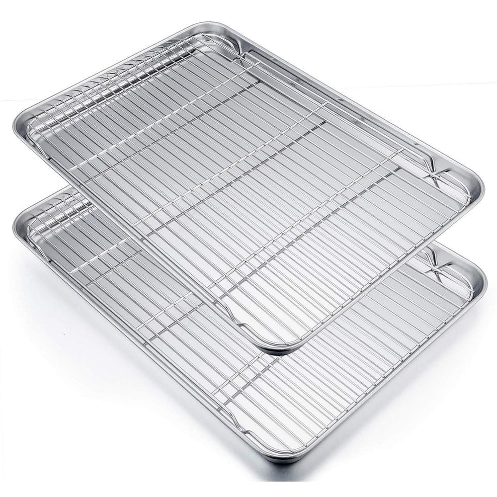 Wudkey 19.6 in. Stainless Steel Sheet Pan with Wire Rack Set, Baking ...