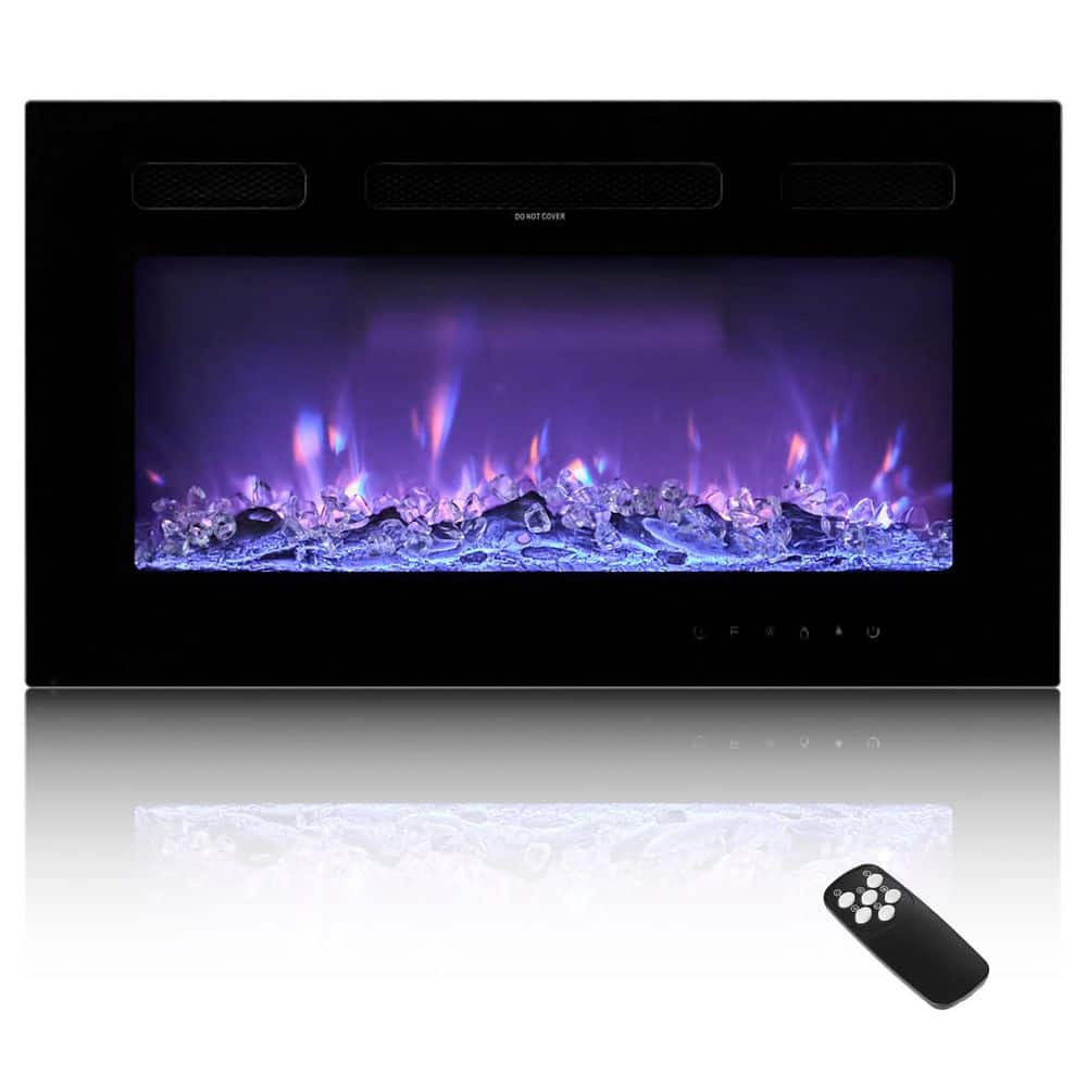 VEVOR 36 in. Wall Mount Recessed Electric Fireplace with Remote Control ...