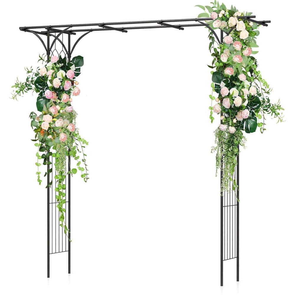 Costway 81 in. Metal Garden Arbor Garden Arch Trellis Wedding Arch ...