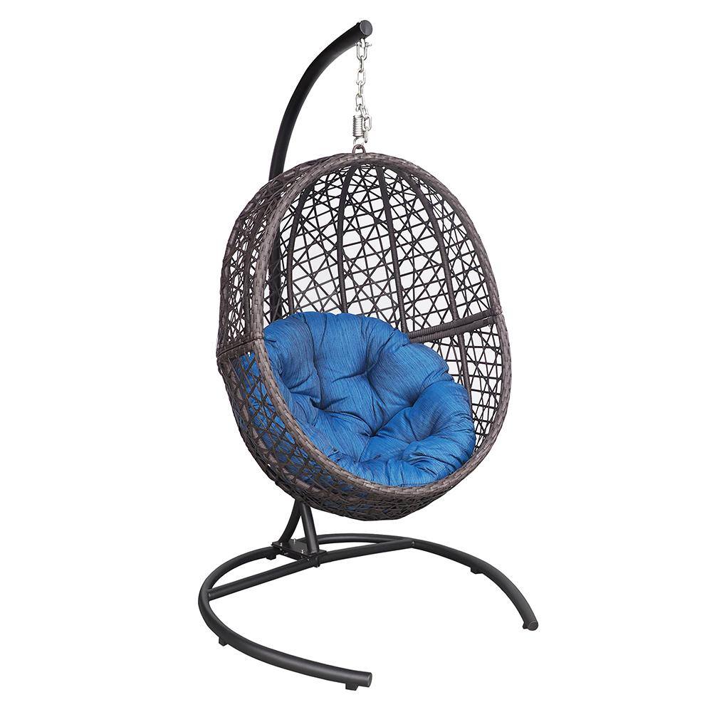Indoor Outdoor Large Wicker Hanging Egg Chair with Stand PE Rattan Big ...