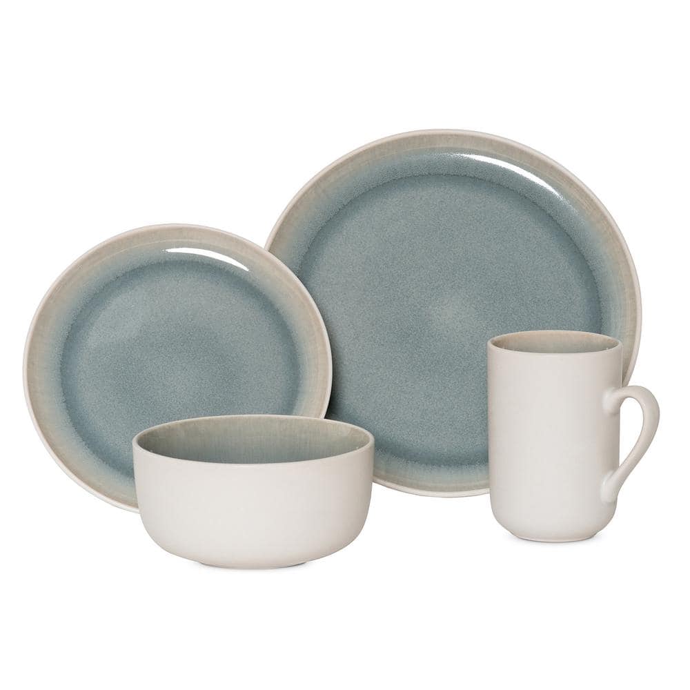 BAUM Sterling 16-Piece Grey Color Ceramic Dinnerware Set with (Service ...