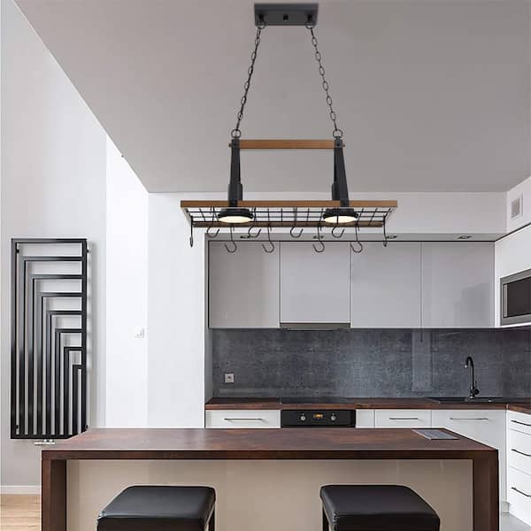 Reviews for WISBEAM 60-Watt 2-Light Wood Frame and Matte Black Accents ...