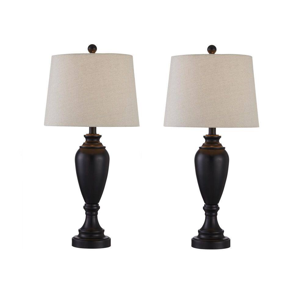 Maxax Cincinati 27 " Black Bedside Table Lamp (Set of 2) T23-BK - The ...