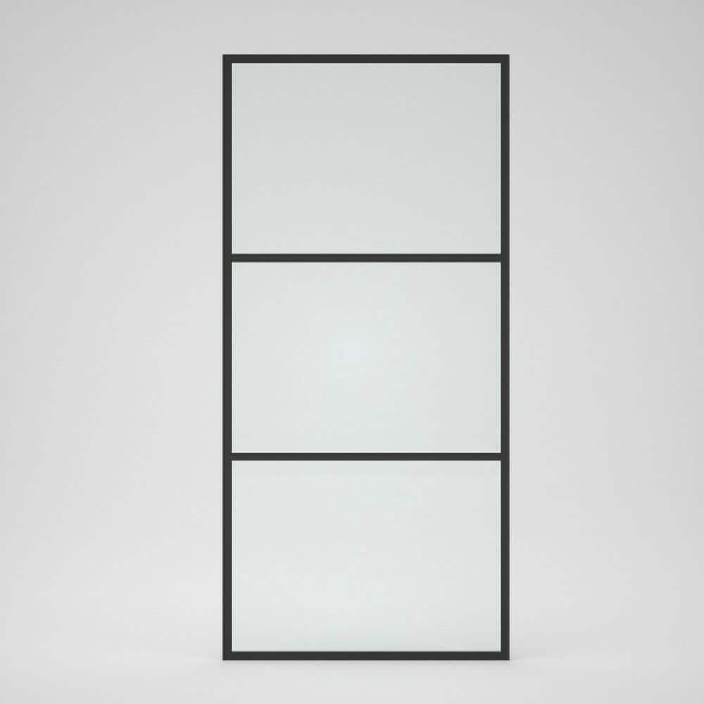 niveal Zen 34 in. W x 72 in. H Fixed Framed Shower Door in Matte Black ...