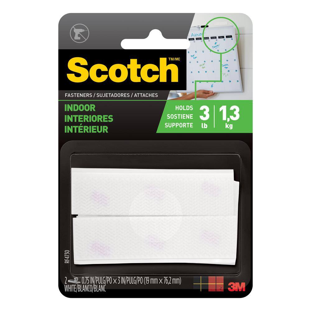 Scotch 3/4 in. x 3 in. White Indoor Fasteners, 2 Sets of Strips RF4730 ...