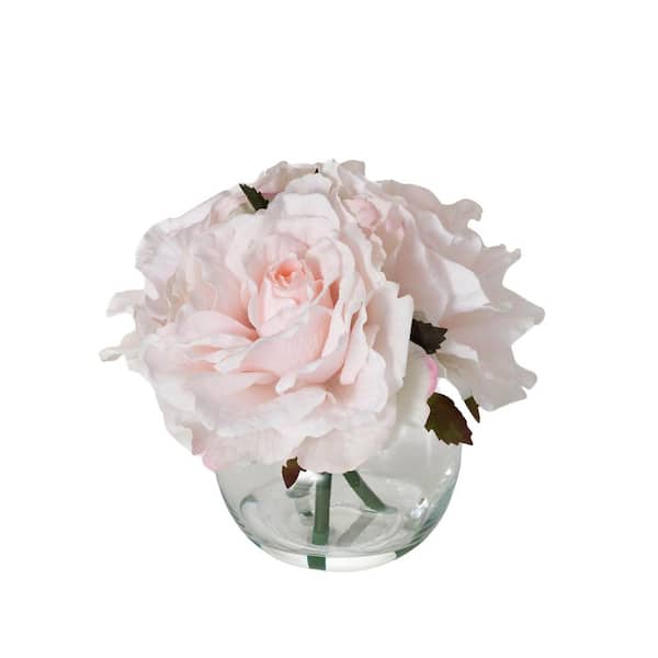 SULLIVANS 6 in. Artificial Pink Rose Centerpiece in Vase 12947CD - The ...