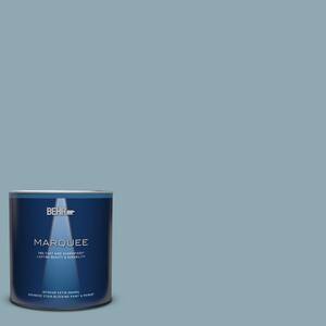 BEHR MARQUEE 1 qt. #530F-4 Newport Blue Semi-Gloss Enamel Interior ...