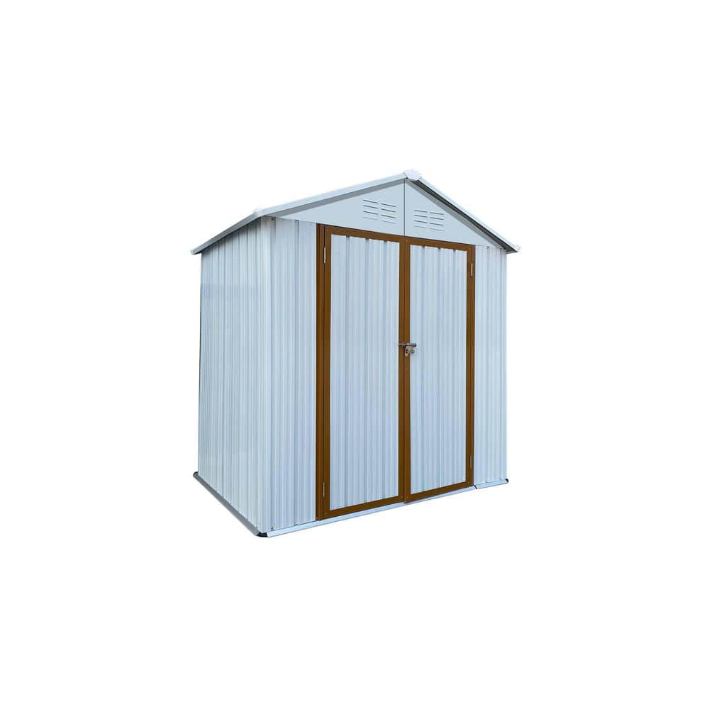 Clihome 6 ft. W x 4 ft. D Outdoor Metal Garden Storage Shed in White ...