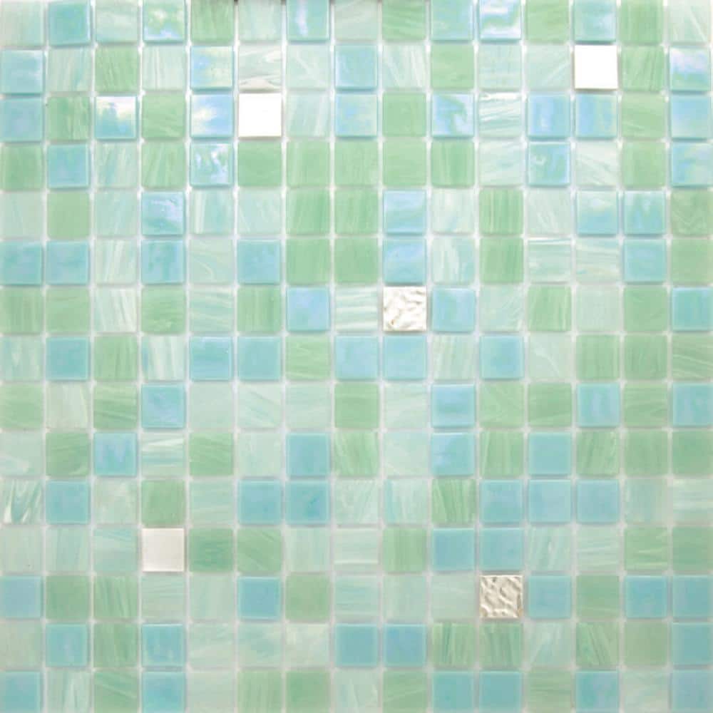 Apollo Tile Mingles 12 in. x 12 in. Glossy Light Aqua Green Glass ...
