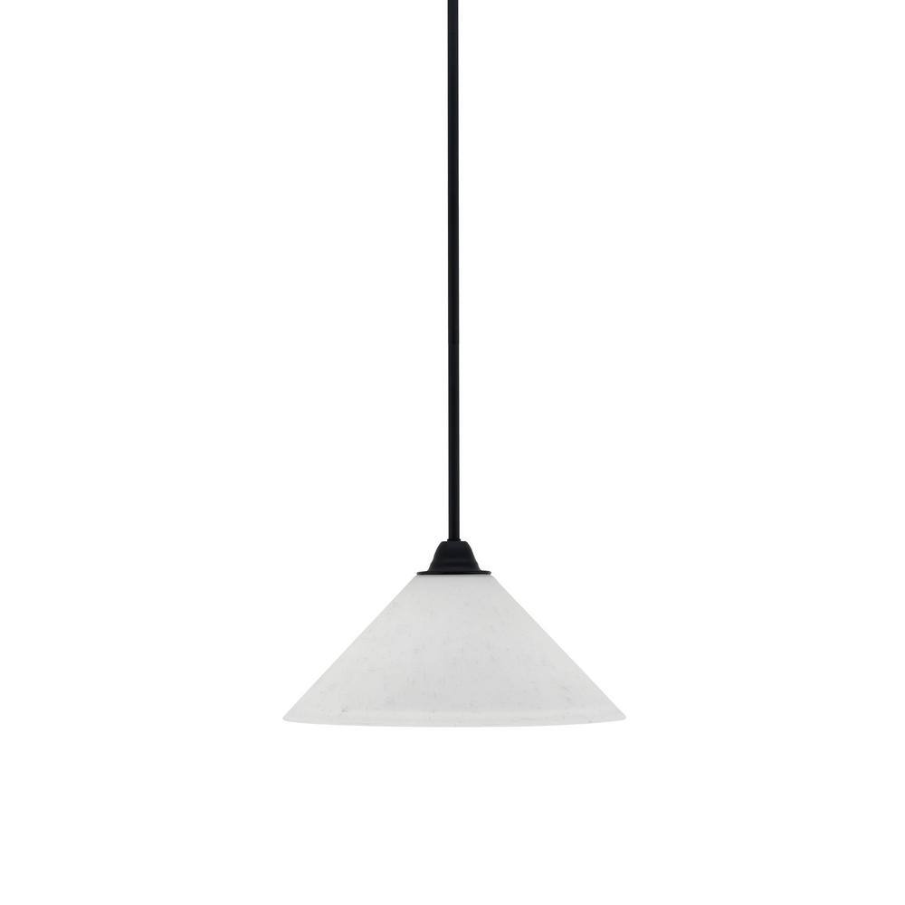 Madison 100-Watt 1-Light Matte Black Shaded Pendant Light with 12 in ...